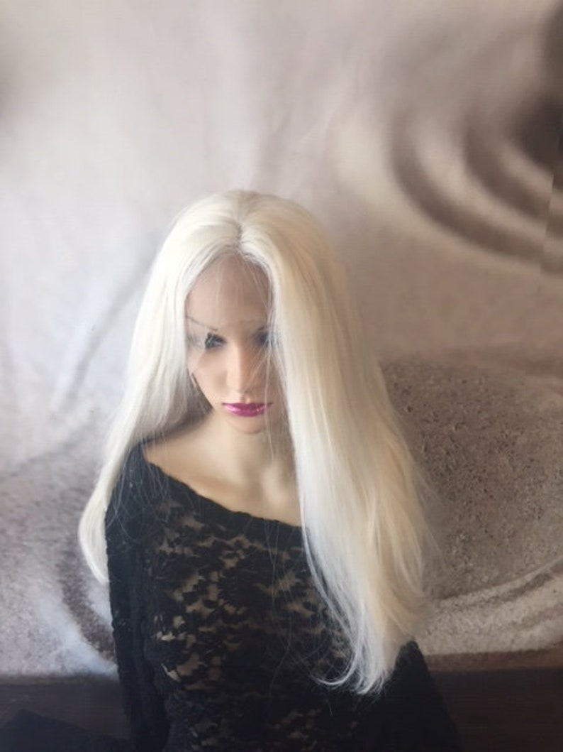 Platinum Blonde Lace Front Wig Human Hair Blend - Etsy