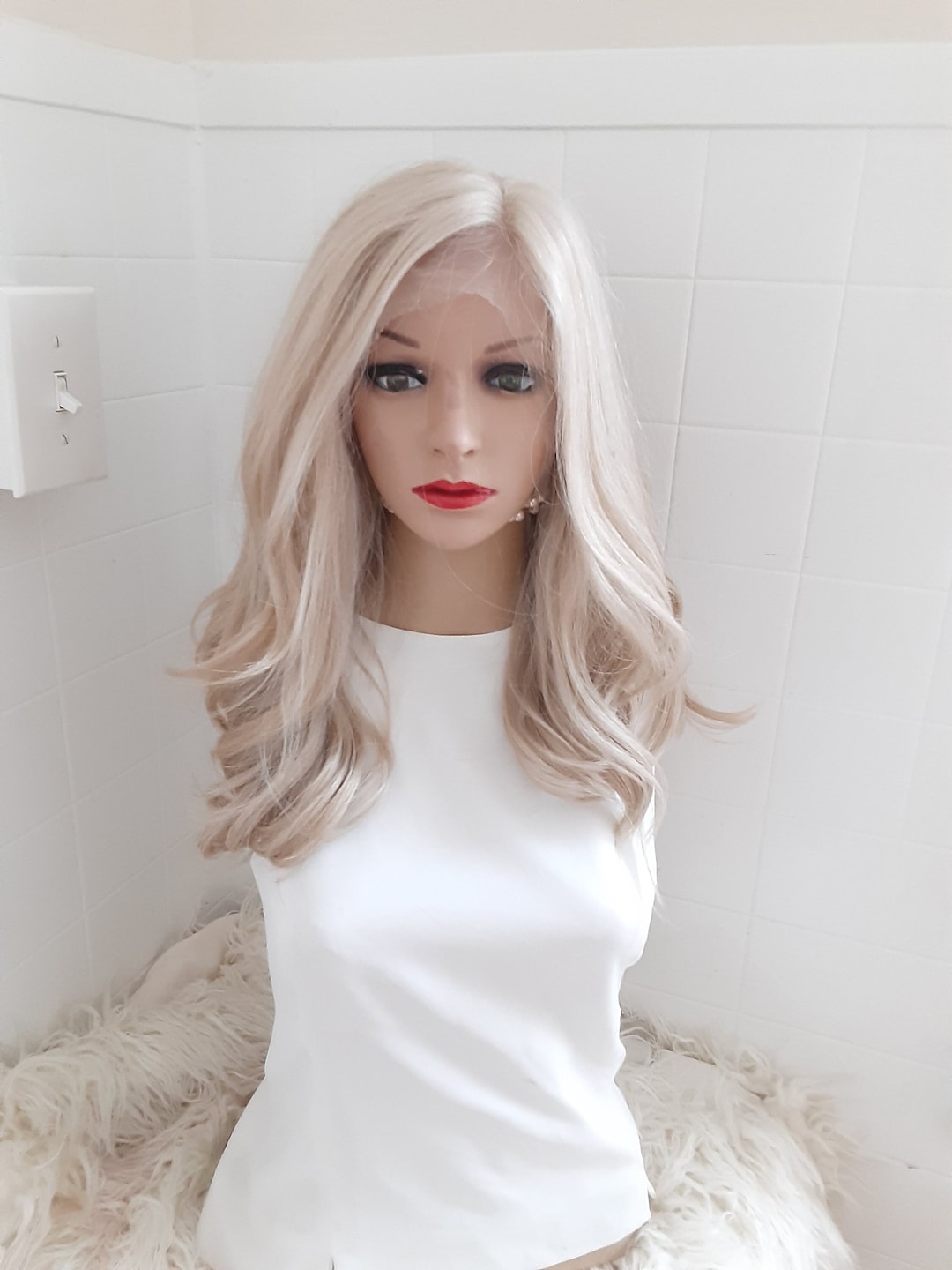 Light Blonde Mix Human Hair Blend Lace Front Wig 16'' - Etsy