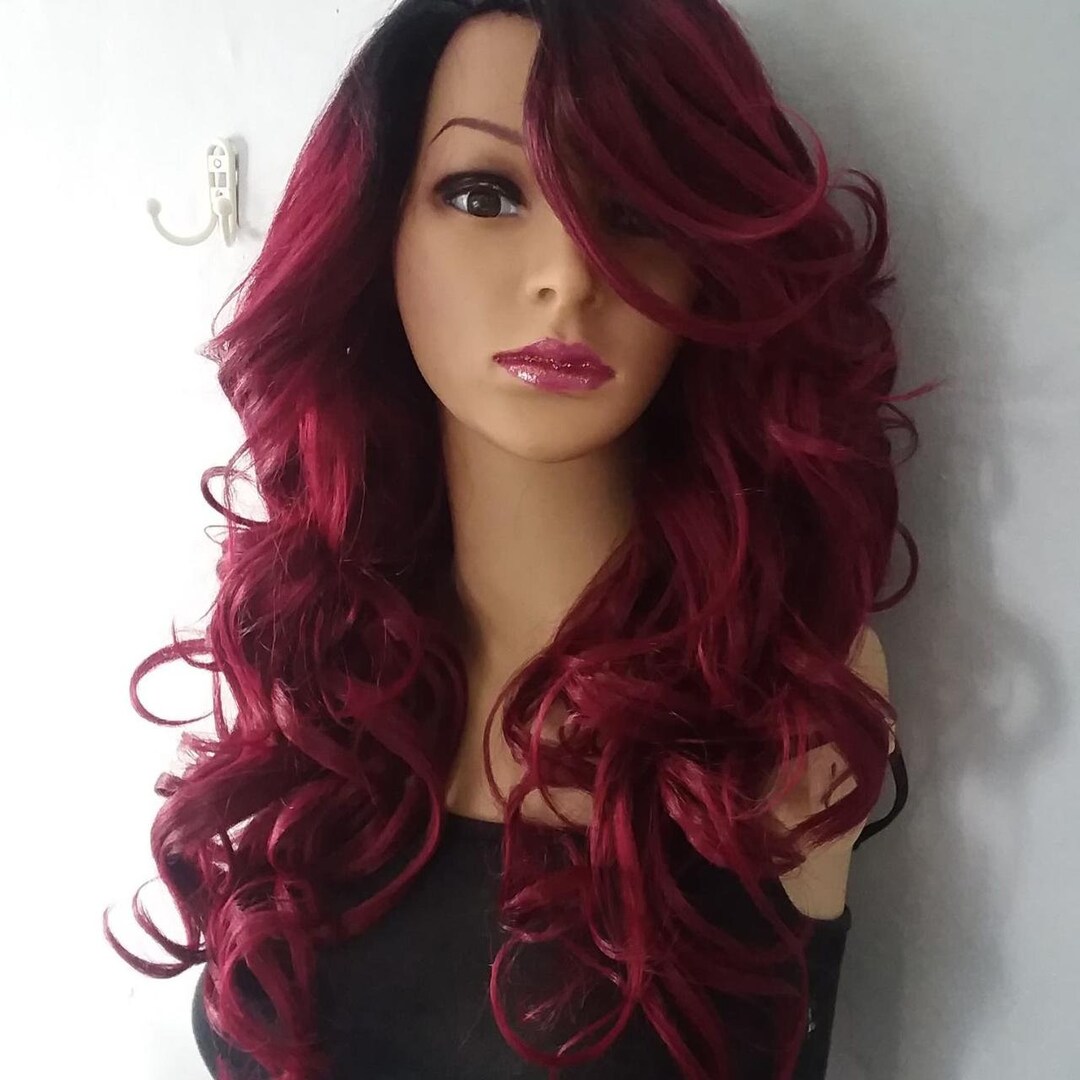 Black to Maroon, Burgundy, Wig - Etsy