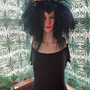 Black Gothic Bat Nest Wig Spiked With Bangs Mixed With Human Hair. - Etsy