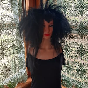 Black Gothic Bat Nest Wig Spiked With Bangs Mixed With Human Hair. - Etsy