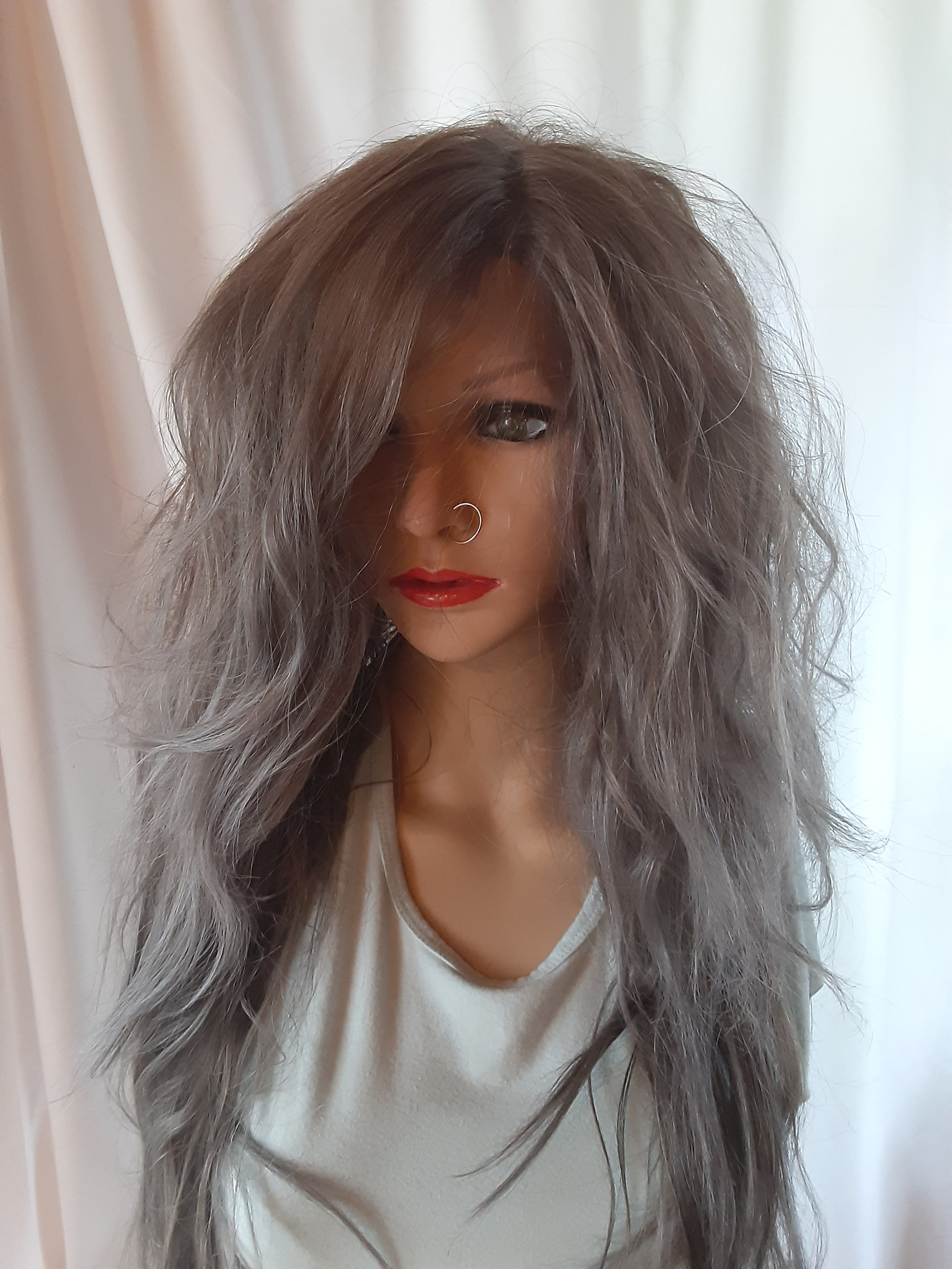 EMO Gray Wig Gothic, Lace Front Wig Styled - Etsy