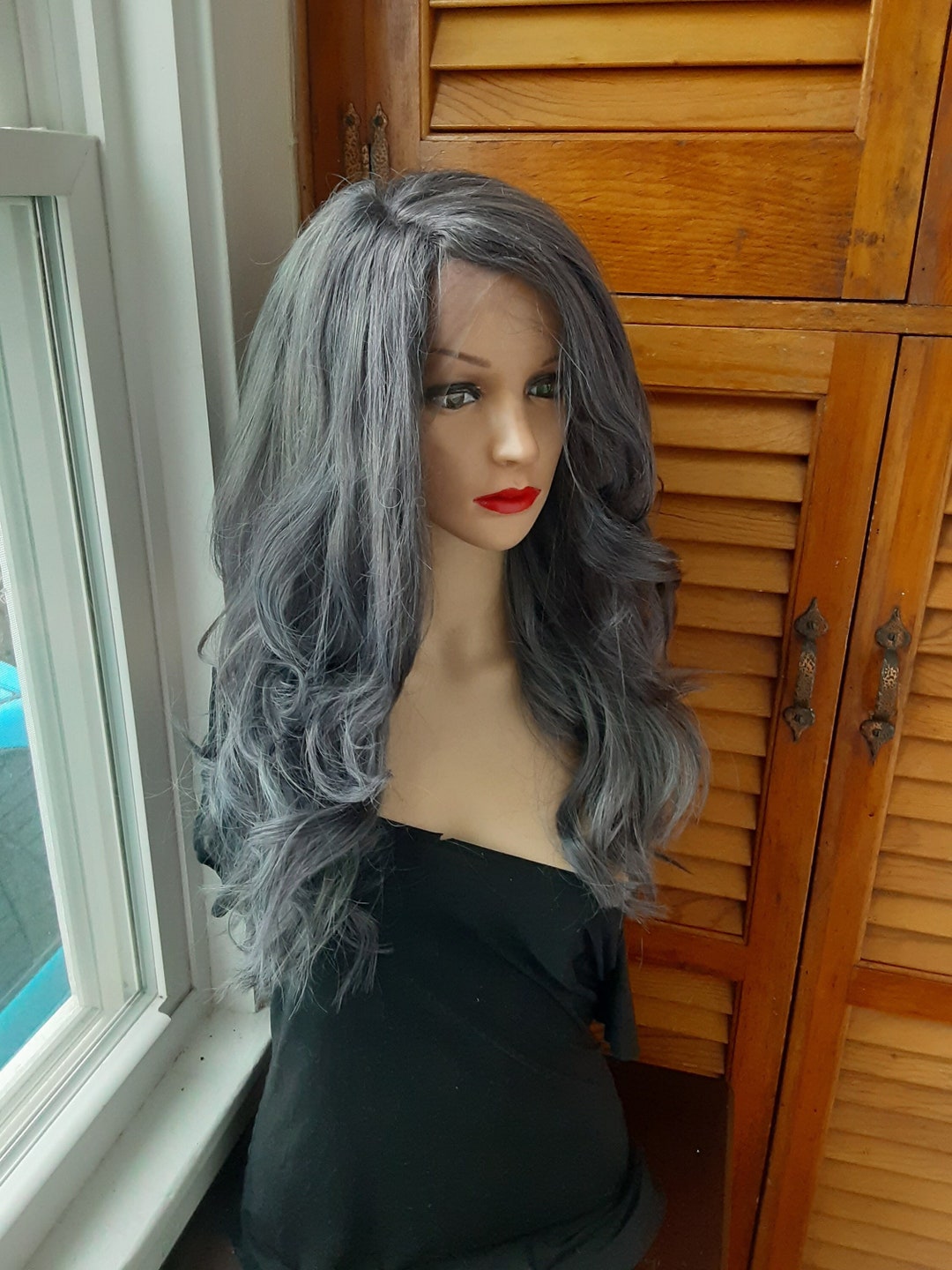 Gray Lace Front Wig 20'' Loose Curls - Etsy