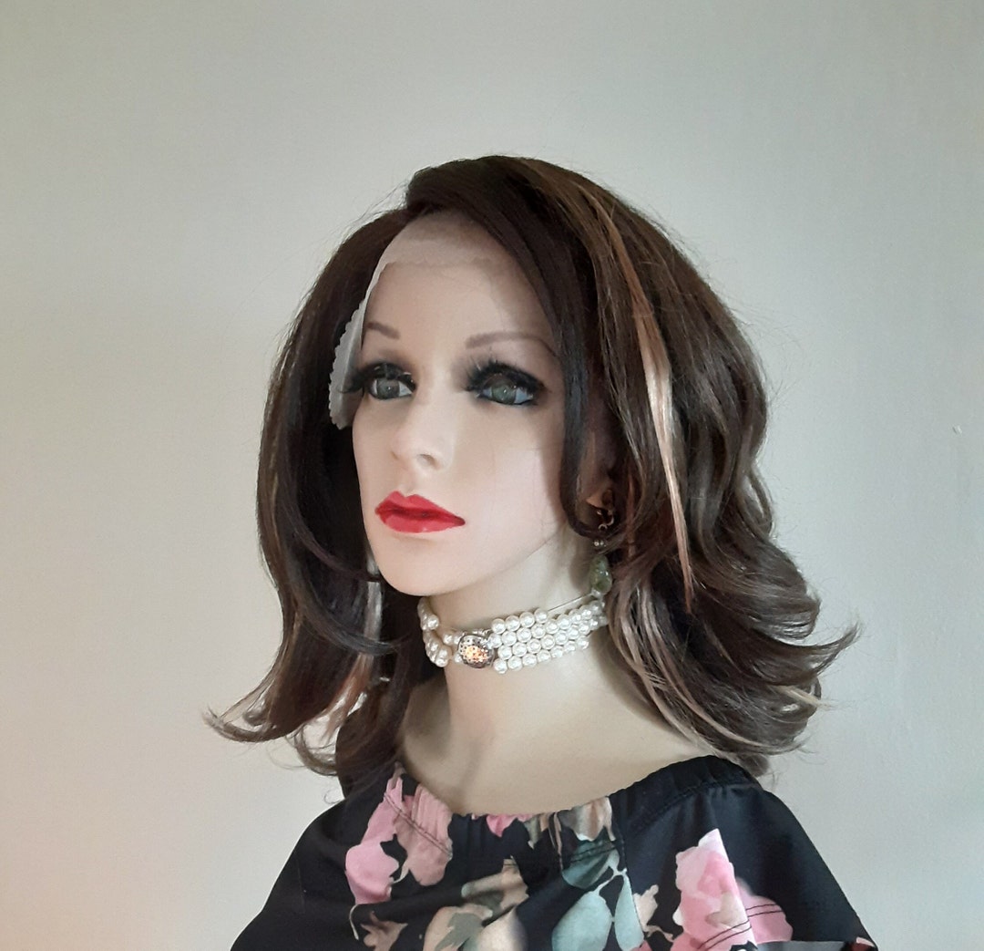 Brown Wig Lace Front Wig Color 4 Human Hair Mix - Etsy