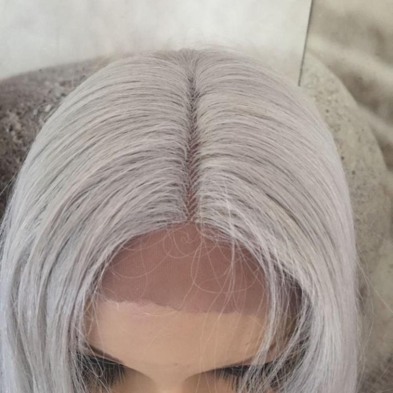 Light Gray Lace Front Wig Straight Platinum - Etsy