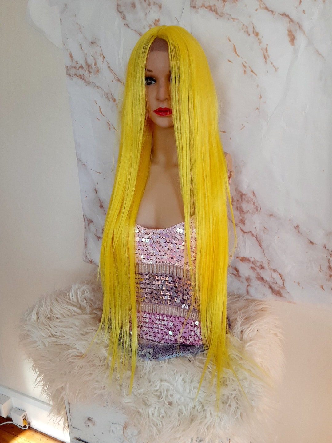 Yellow Lace Front Wig Long Straight. - Etsy