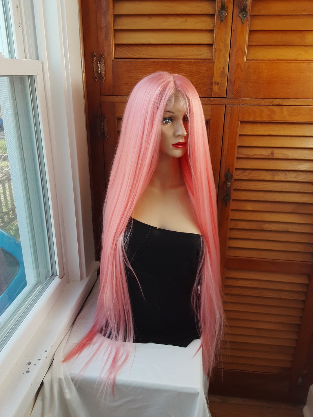 Long Neon Pink Wig Lace Front Over 30'' - Etsy