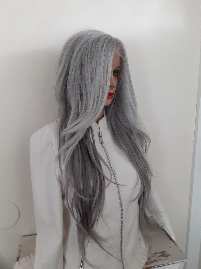 Gray and Silver Lace Front Wig 28'' - Etsy