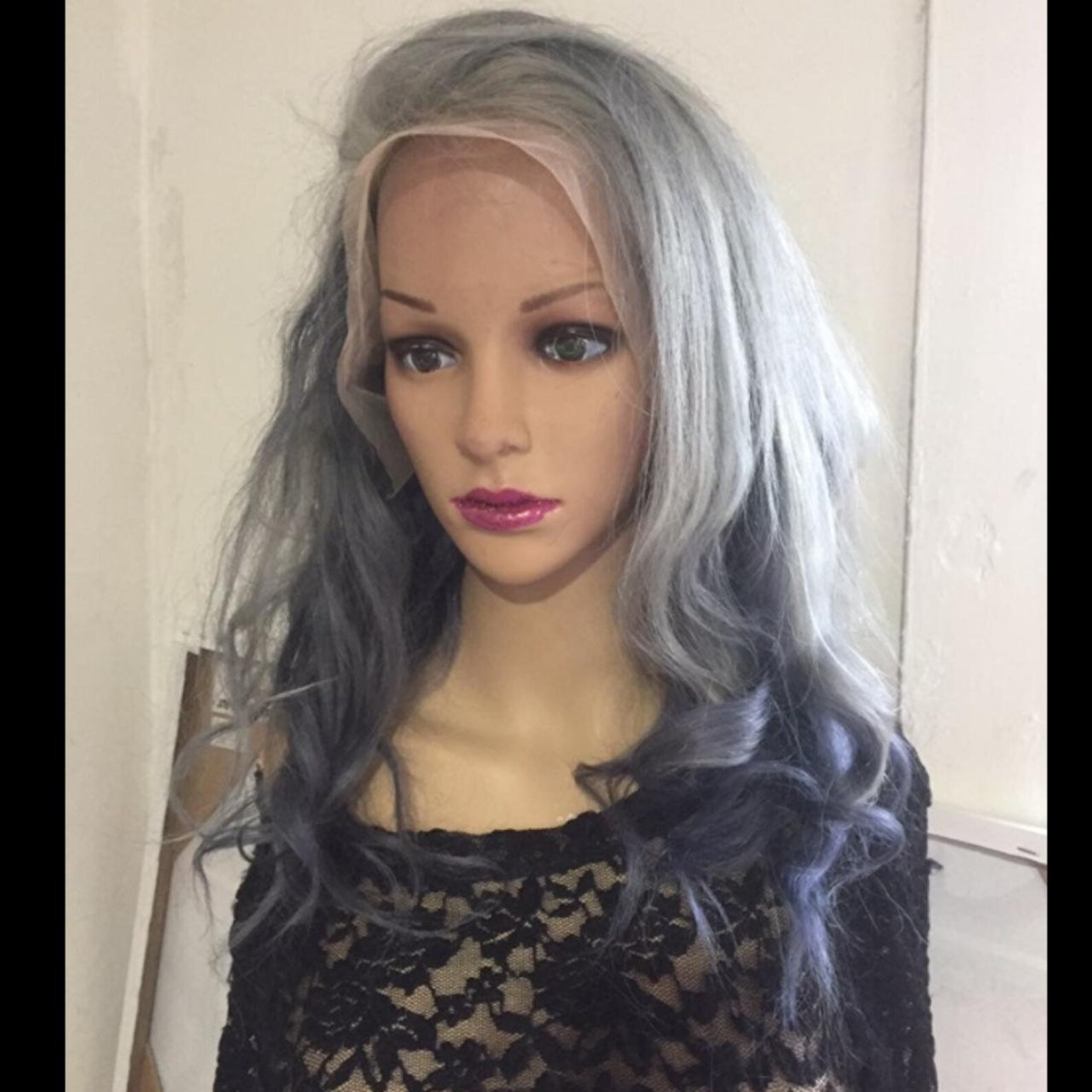 Blue and Gray Lace Front Wig 100% Human Hair. - Etsy