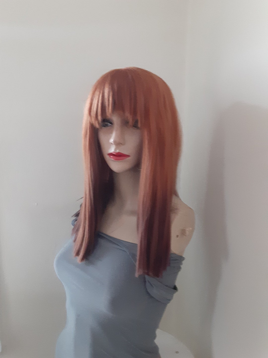 Copper Wig Bangs Wig Straight 2 Shades of Red. - Etsy