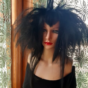 Black Gothic Bat Nest Wig Spiked With Bangs Mixed With Human Hair. - Etsy