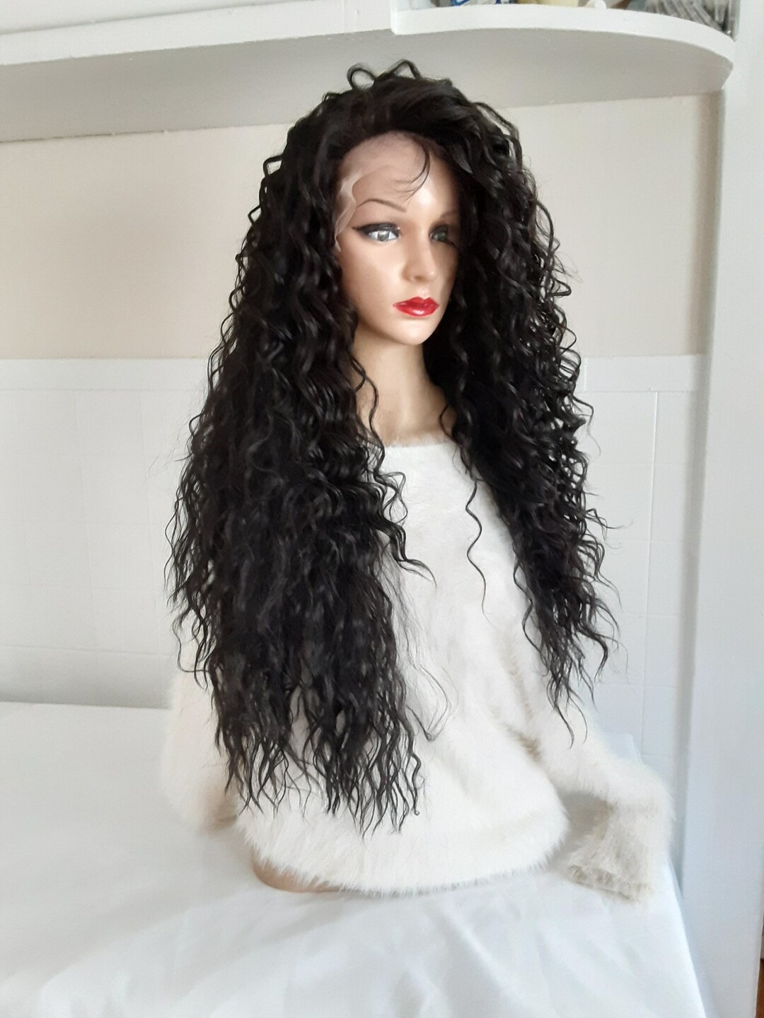 Dark Brown Curly Lace Front Wig 28'' - Etsy