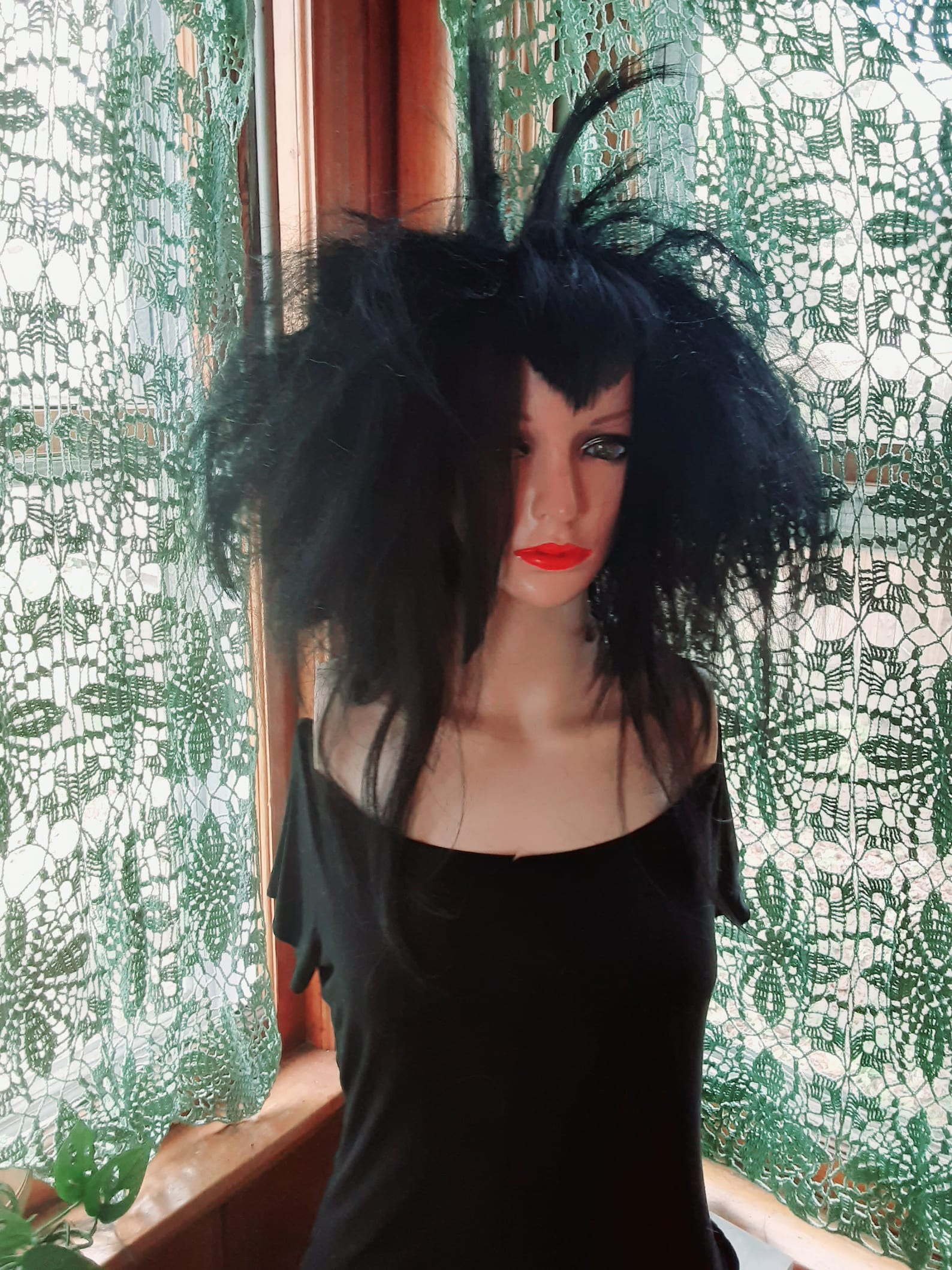 Black Gothic Bat Nest Wig Spiked With Bangs Mixed With Human Hair. - Etsy