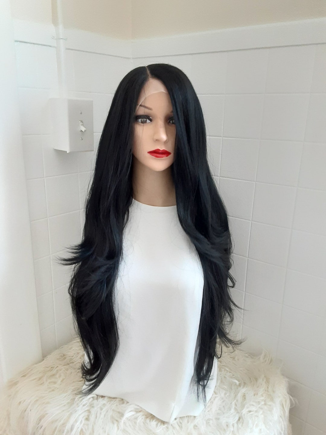 Black Layered Lace Front Wig - Etsy