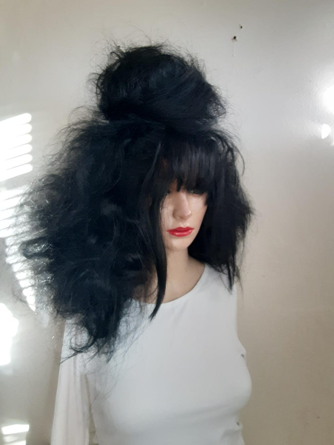 Gothic Bat Nest Wig. With Bangs Mixed With Human Hair. Emo Wig. Black ...