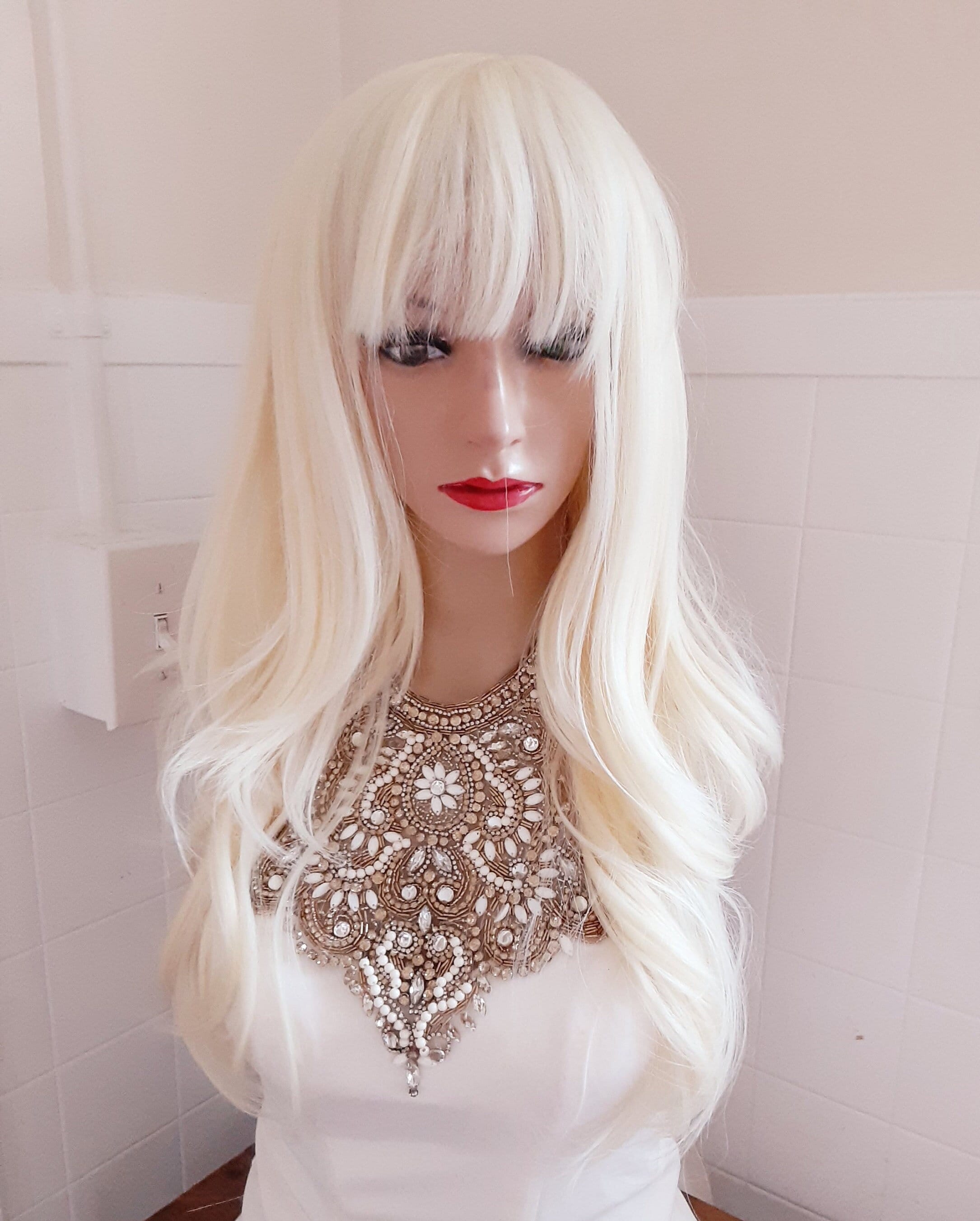 Bright Blonde Wig With Bangs 613 Blonde Layered - Etsy