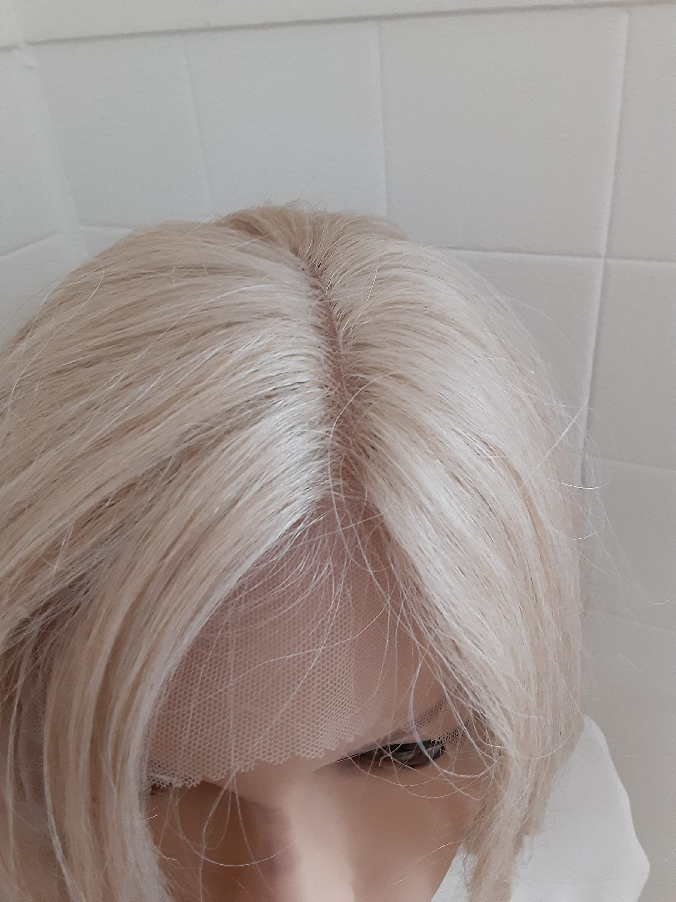 Light Blonde Mix Human Hair Blend Lace Front Wig 16'' - Etsy
