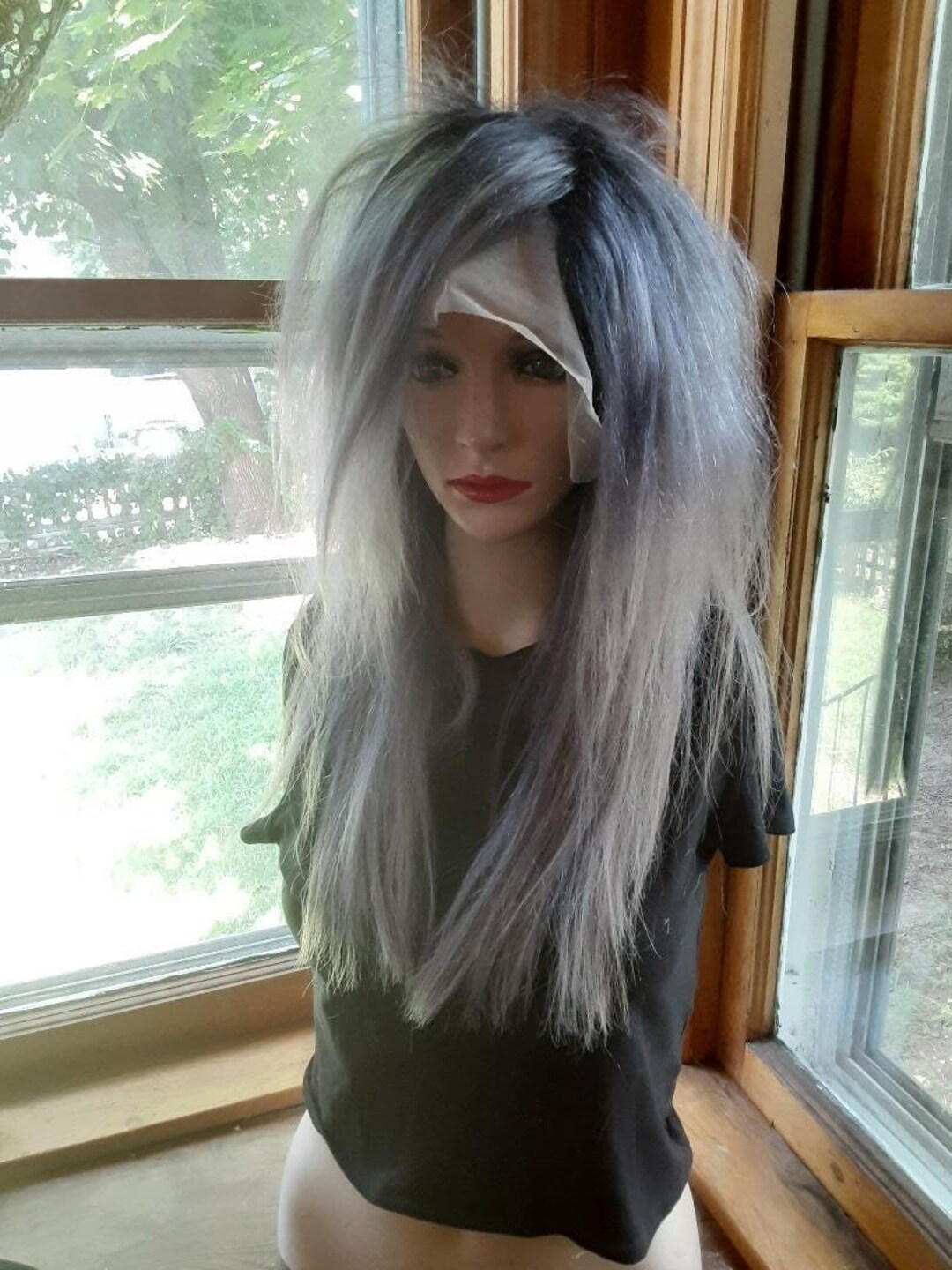 Emo Styled Lace Front Human Hair Wig Gray and Black - Etsy