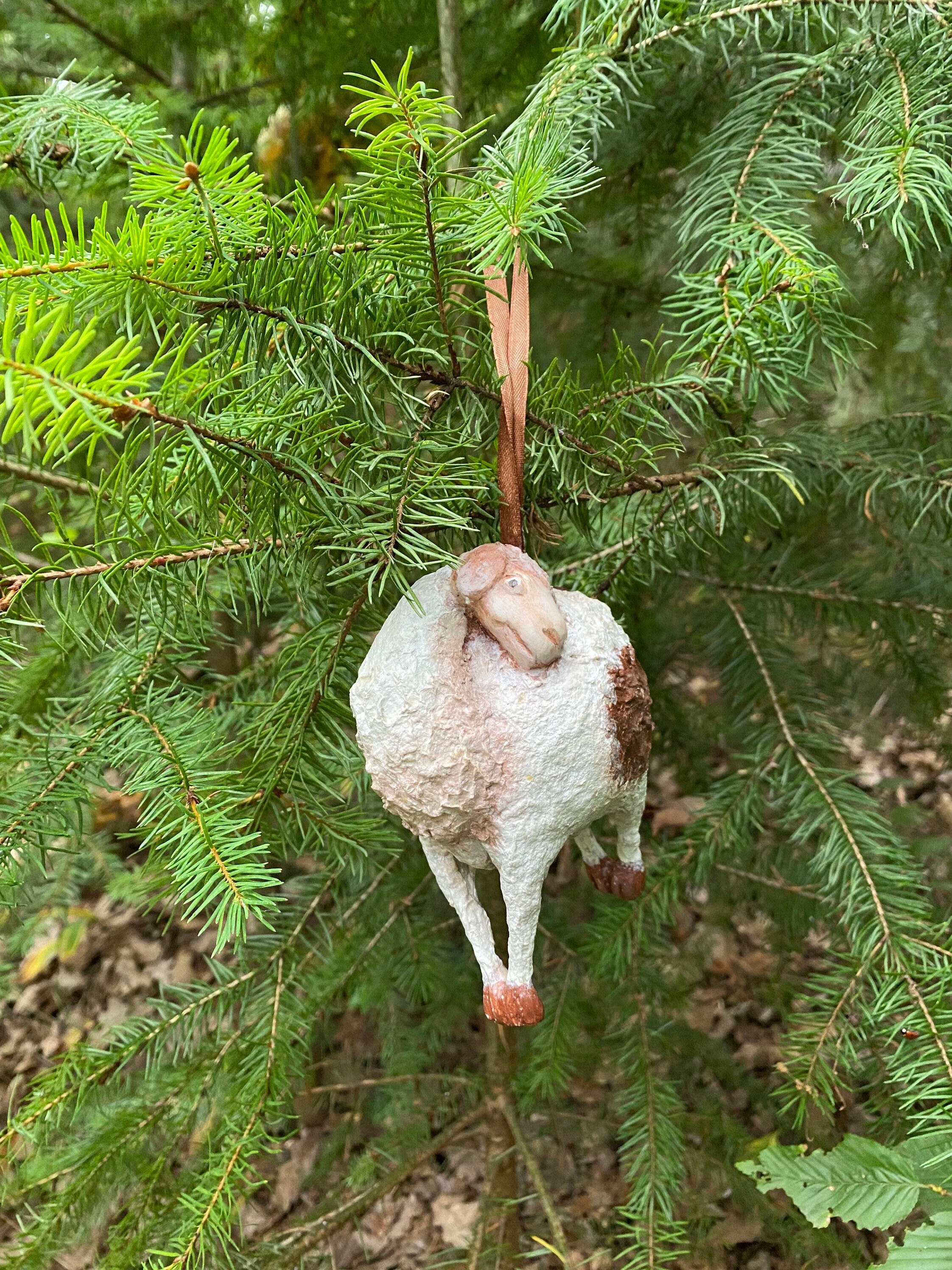 Sheep Figurine; Paper Mache Miniature Sculpture; Handmade Gift; Nice ...