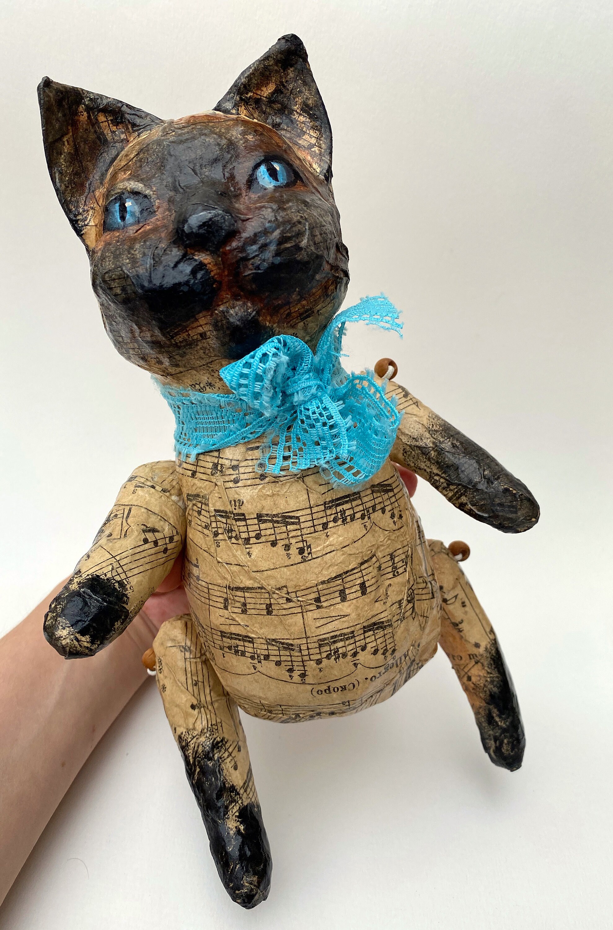 Mozart Cat Figurine, Paper Mache, Interior Decor, Gift for Cat Lovers ...