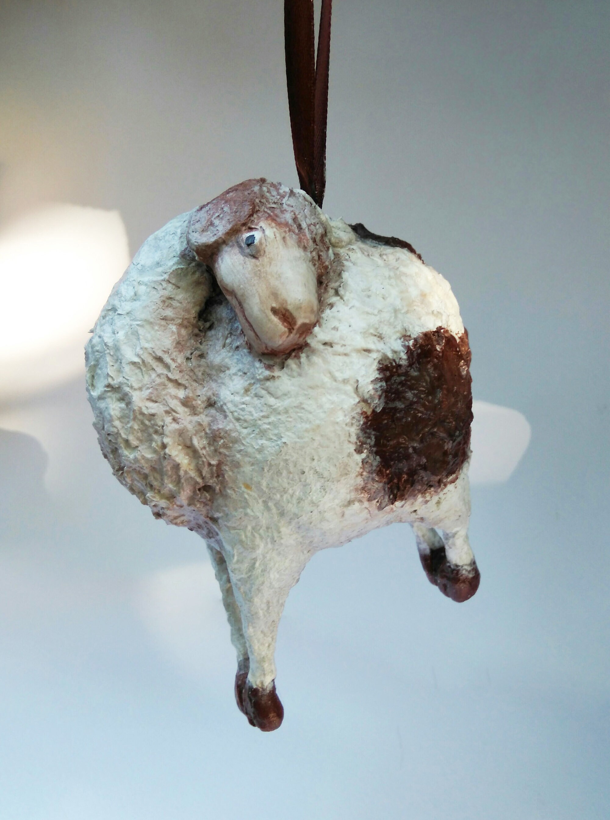Sheep Figurine; Paper Mache Miniature Sculpture; Handmade Gift; Nice ...