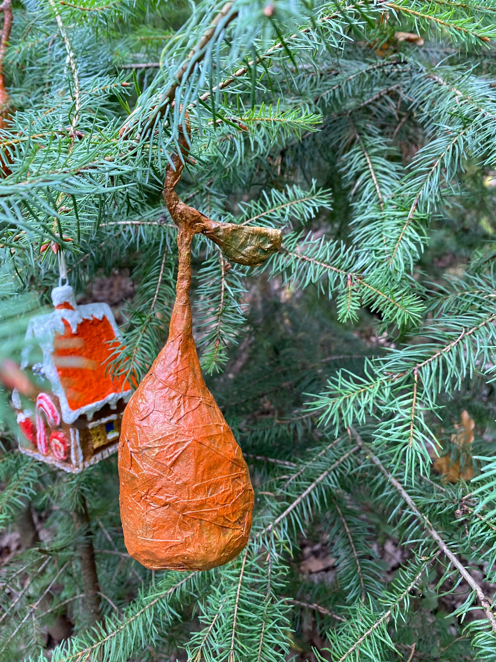 Decorative Paper Mache Pear; Christmas Tree Ornament; New Year’s Decor ...