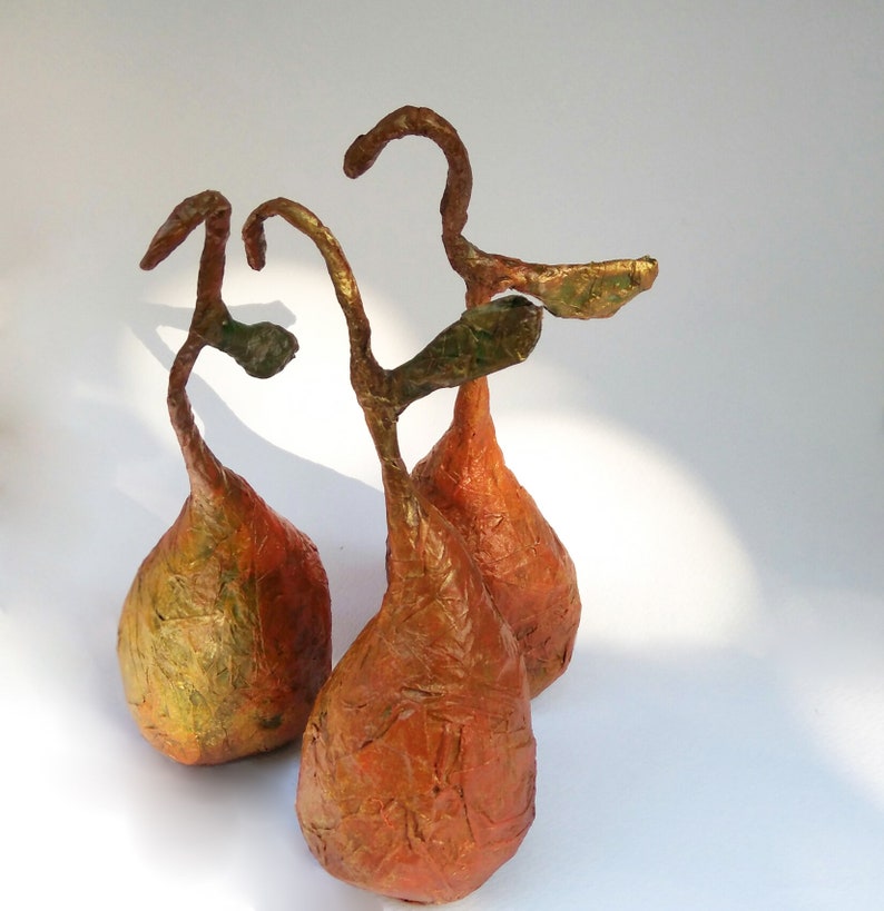 Decorative Paper Mache Pear; Christmas Tree Ornament; New Year’s Decor ...