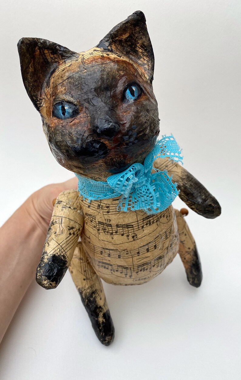 Mozart Cat Figurine Paper Mache Interior Decor Gift for - Etsy