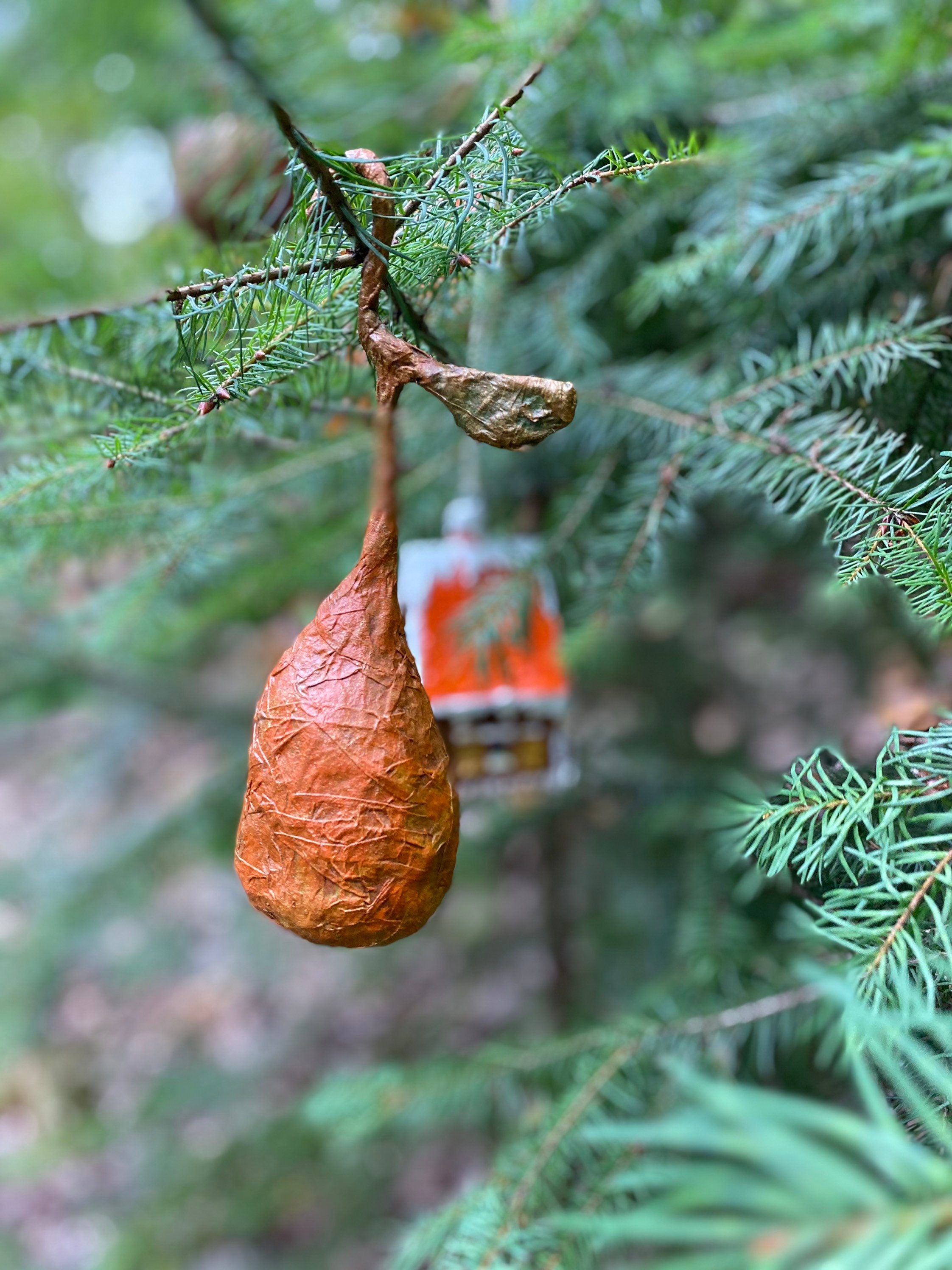Decorative Paper Mache Pear Christmas Tree Ornament New - Etsy