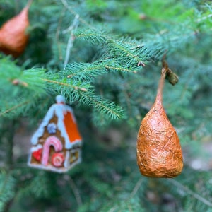 Decorative Paper Mache Pear; Christmas Tree Ornament; New Year’s Decor ...