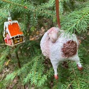 Sheep Figurine; Paper Mache Miniature Sculpture; Handmade Gift; Nice ...