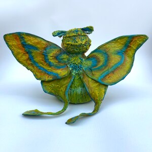 Green Papier Mache Butterfly Figurine Having Tea and Cake - Handmade ...