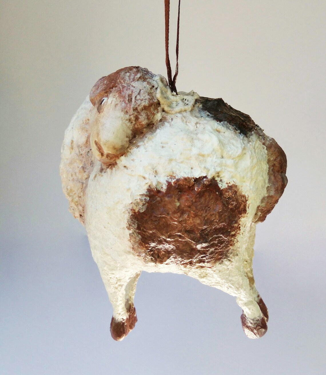 Sheep Figurine Paper Mache Miniature Sculpture Handmade Gift Nice ...