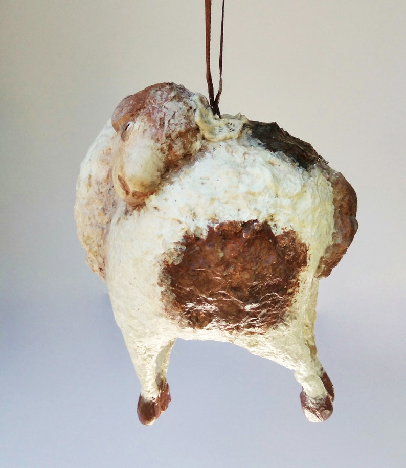 Sheep Figurine; Paper Mache Miniature Sculpture; Handmade Gift; Nice ...