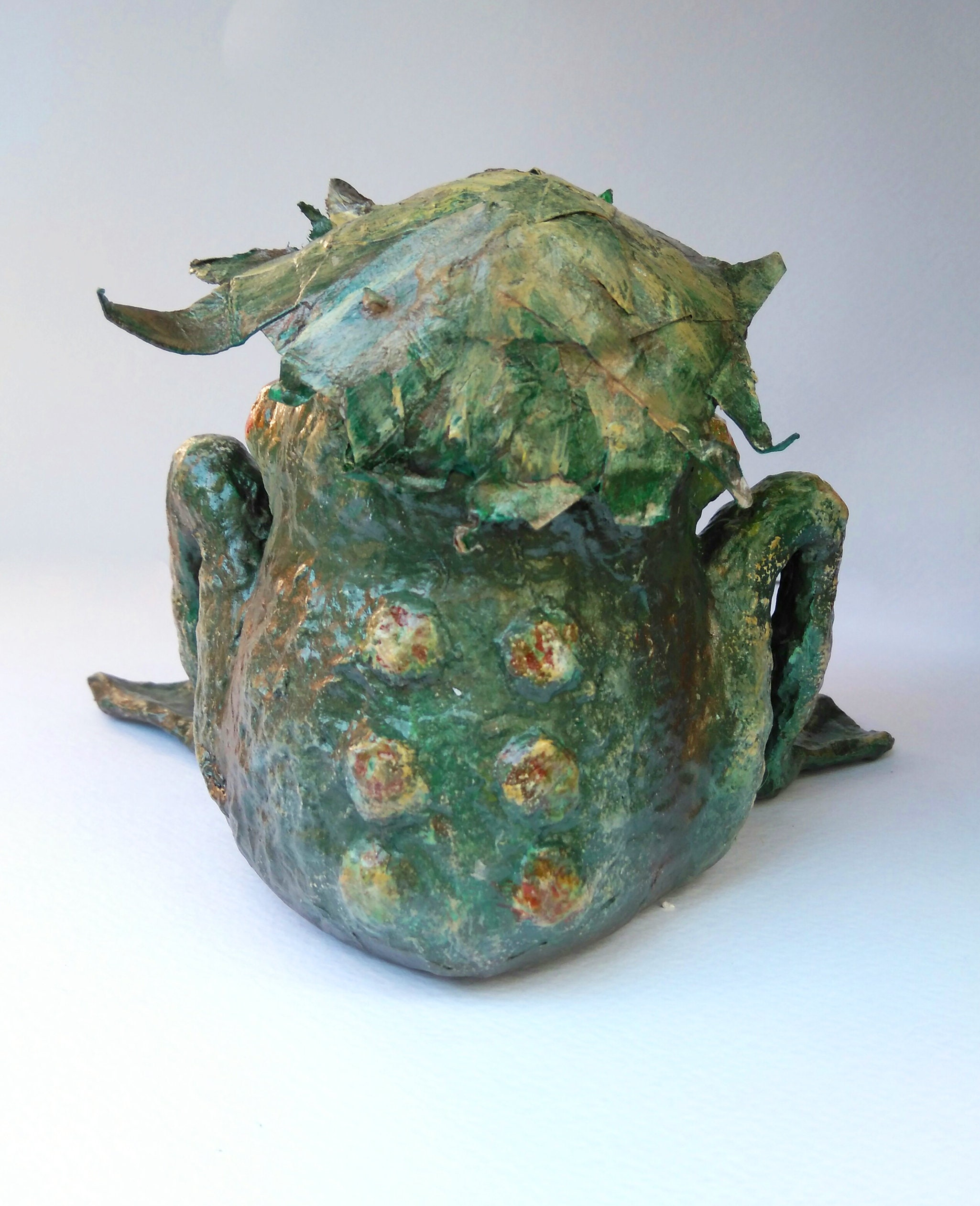 Frog-musician - Paper Mache Animal Figurine Playing on a Pan Flute ...