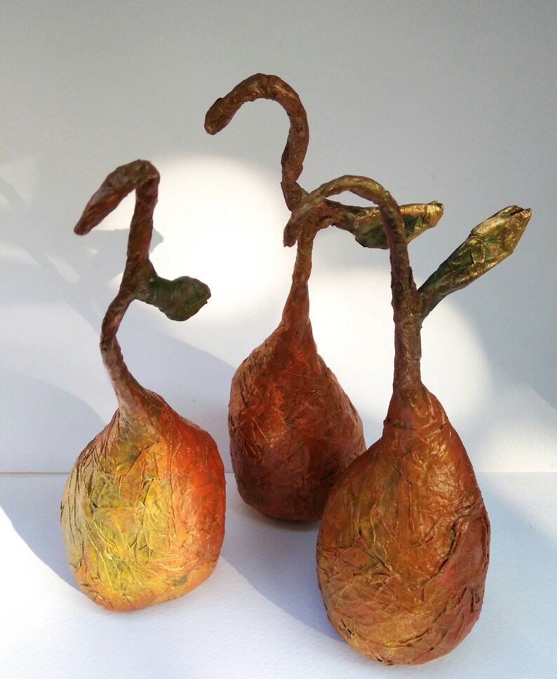 Decorative Paper Mache Pear; Christmas Tree Ornament; New Year’s Decor ...