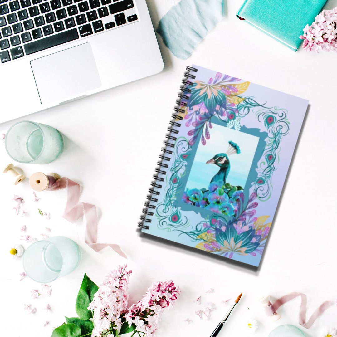 Peacock Journal Peacock Spiral Notebook Ruled Line School Book Peacock ...