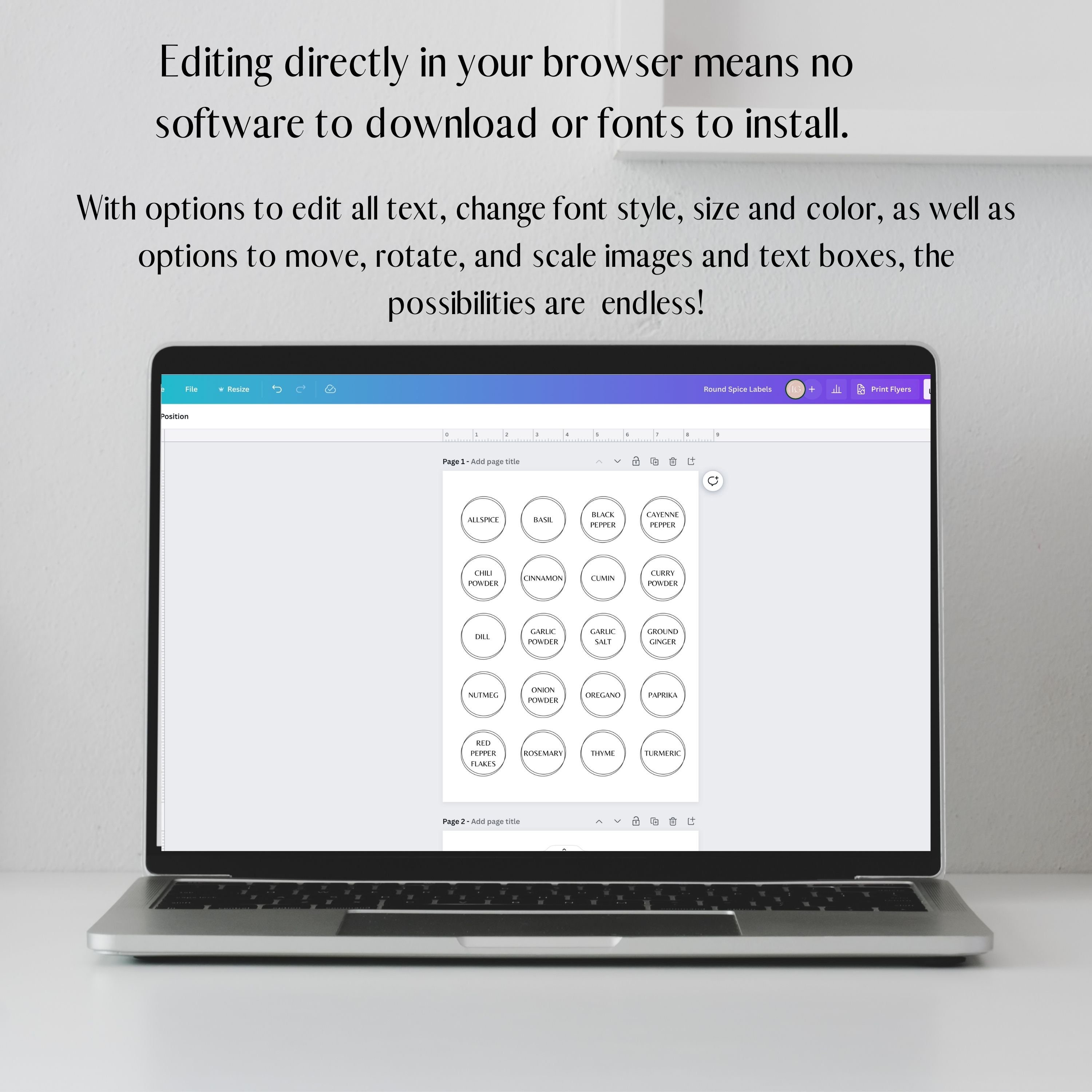 Printable Spice Label Template, Spice Labels Round Modern Editable ...