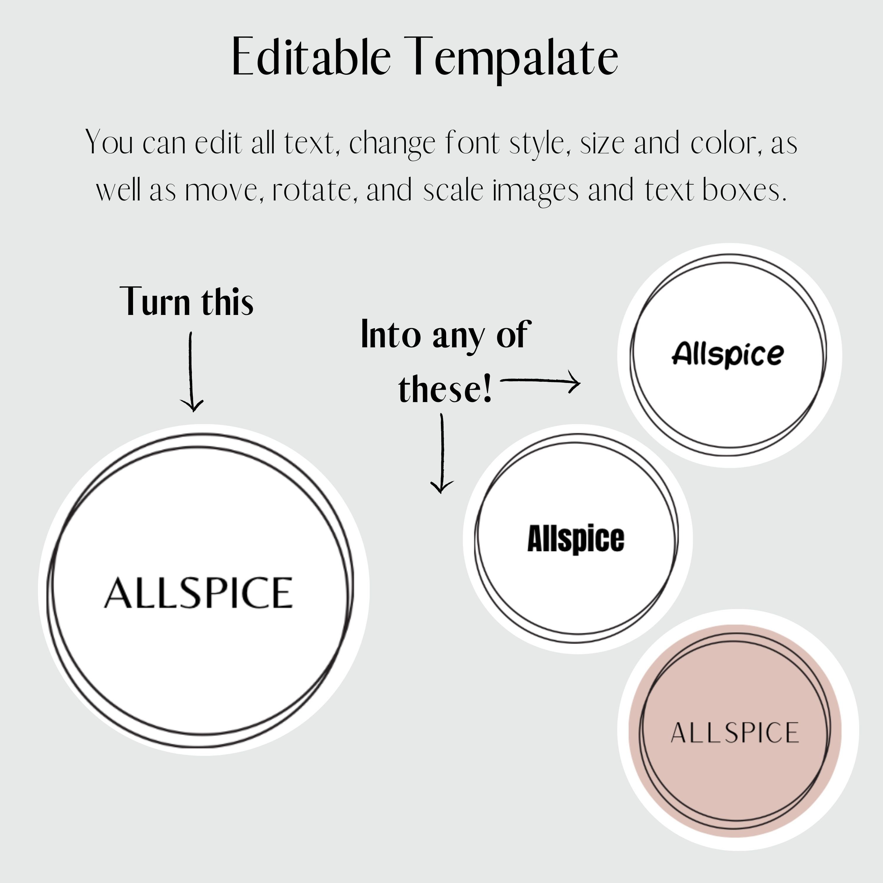 Printable Spice Label Template, Spice Labels Round Modern Editable ...