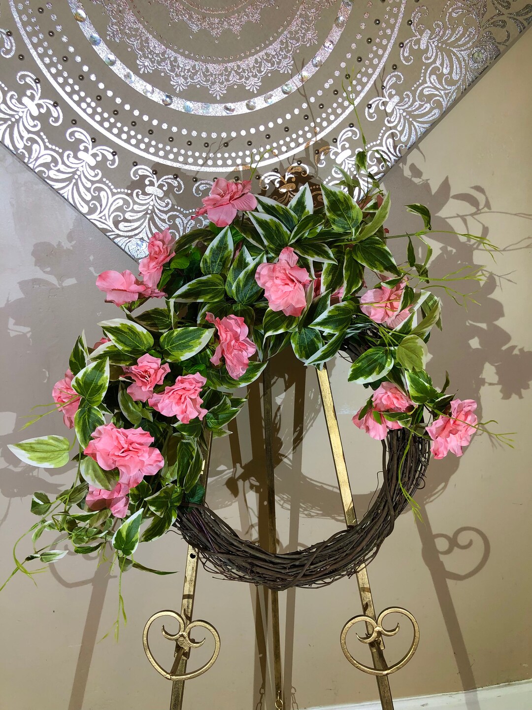 Coral & Ivy Spring Wreath, Summer Front Door Wreath, Greenery Wreath ...