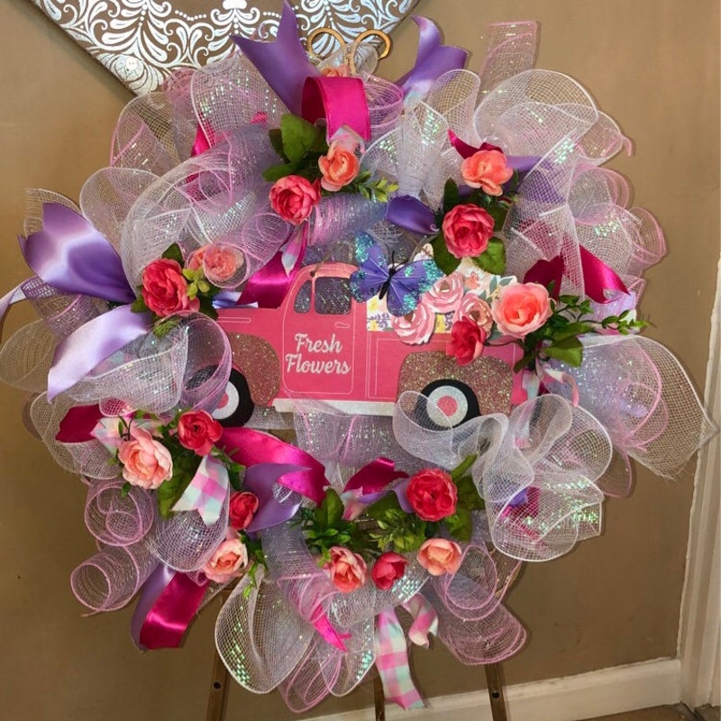Spring Mesh Wreath - Etsy