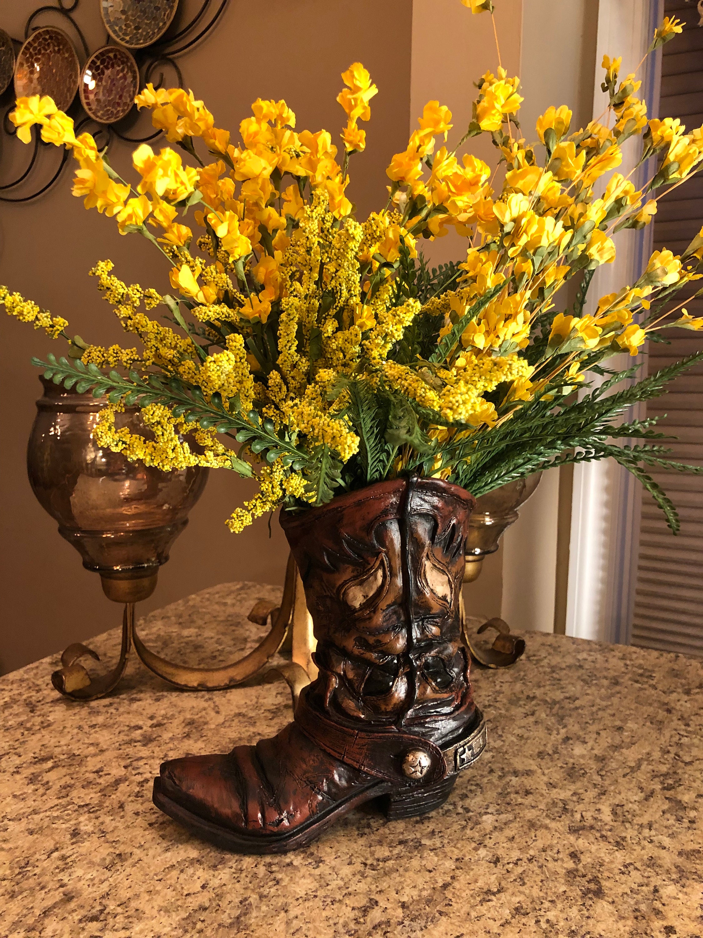 Cowboy Boot, Cowboy Boot Floral Arrangement, Farmhouse Decor, Western ...