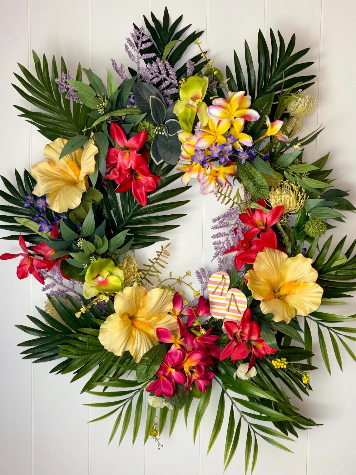 Tropical Hibiscus Wreath: Summer Hawaiian Decor, Beach House Wreath - Etsy