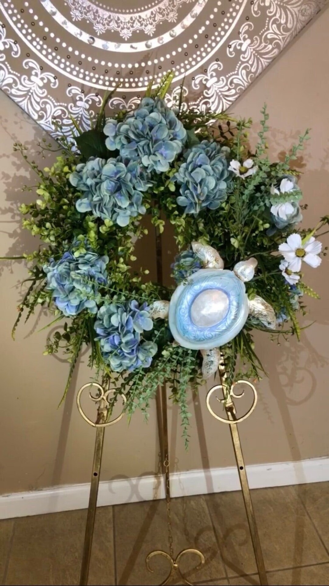 Blue Hydrangea Wreath, Seashore Decor, Coastal Beach Wreath, Beach ...