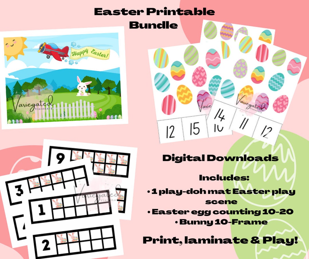 Easter Theme Printable BUNDLE! Egg Counting Pages Count 10-20, 10 Frame ...