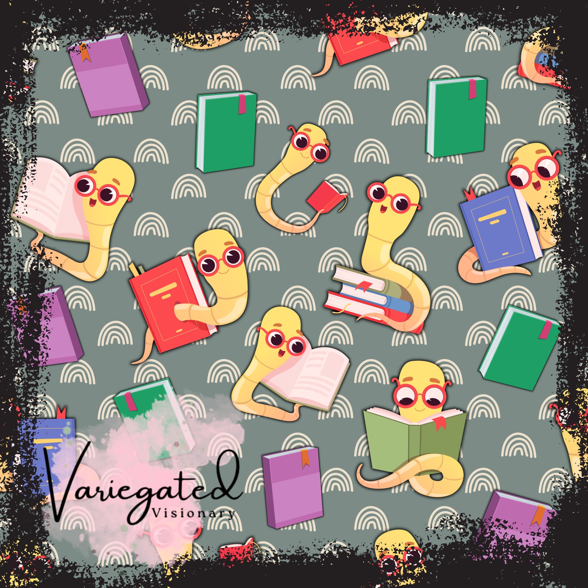 Bookworm - Back to School Seamless Designs - Two Colorways to Choose ...