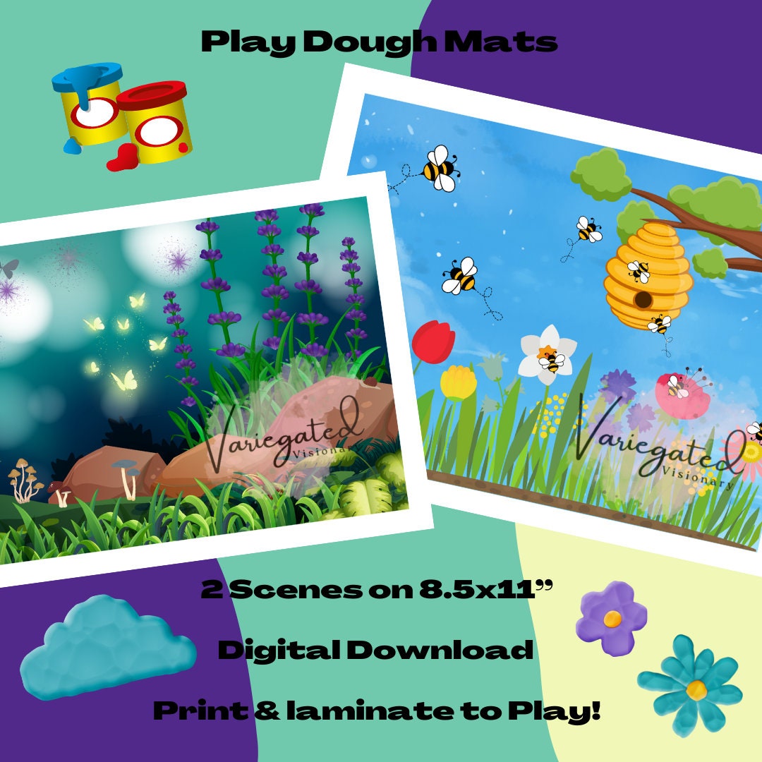 Play Dough Scene Play Mats, 2 Printable PDF Scenes, Print and Laminate ...