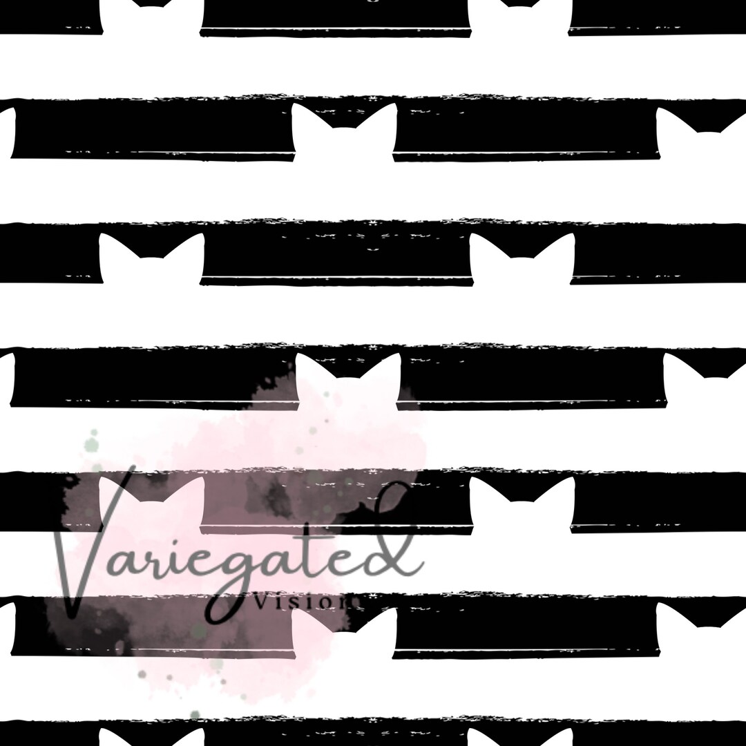 Black and White Cat Stripes Seamless Design, Digital File to Print ...