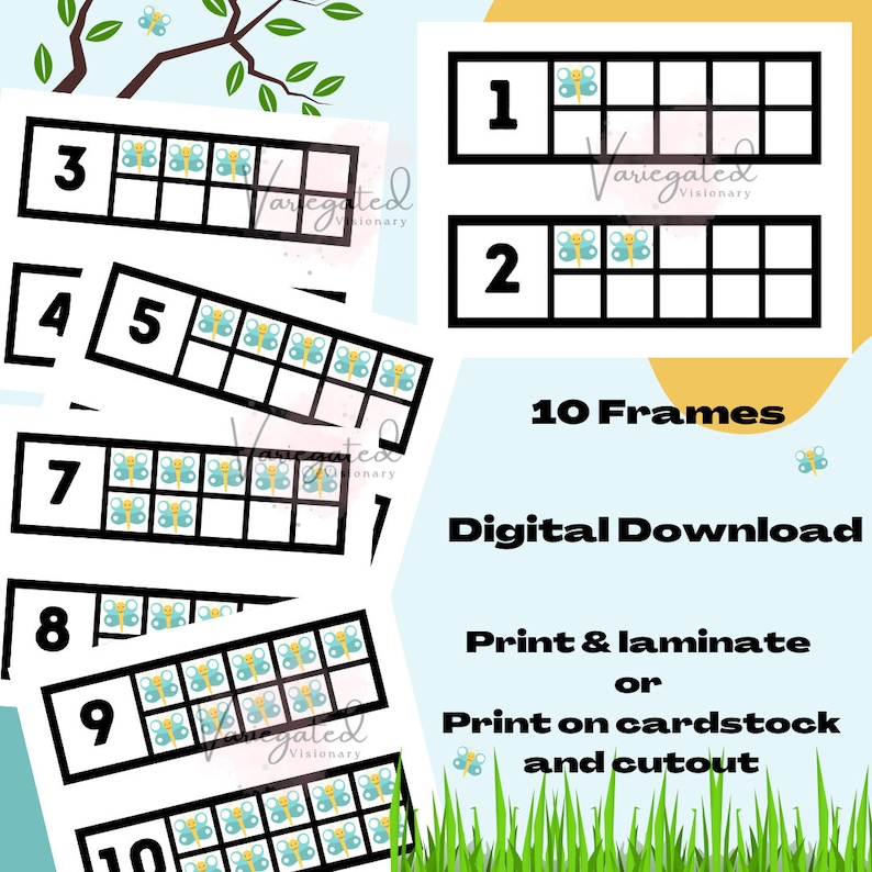 Summer Bugs Theme Printable 10-frames - SIX Sets - PDF, Math Pages ...