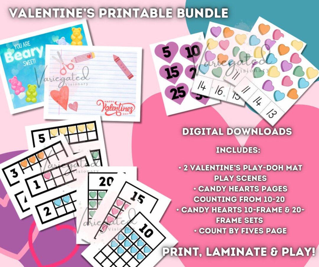 ¡PAQUETE imprimible con tema de San Valentín! Páginas para contar Candy ...